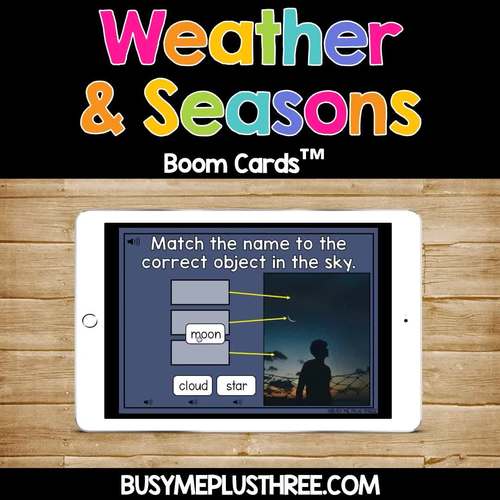 Weather and Seasons BOOM CARDS™ Science Digital Learning Game 1st 2nd Grade