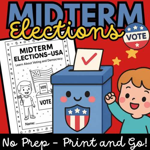 Midterm Elections Activity craft: Election day reading comprehension 2025