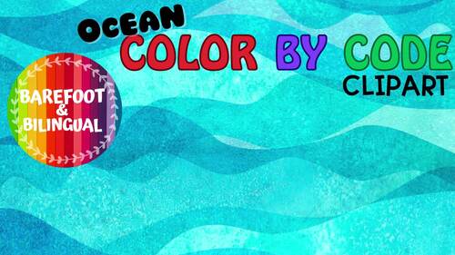 Ocean Color By Code Clipart | Ocean Clipart for Color By Number Activities