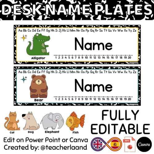 Animals Classroom Desk Name Tags Composition Notebook Classroom Decor ...