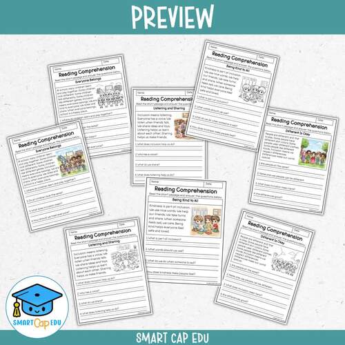 Kindness and Inclusion Reading Comprehension Worksheets | Black Lives ...