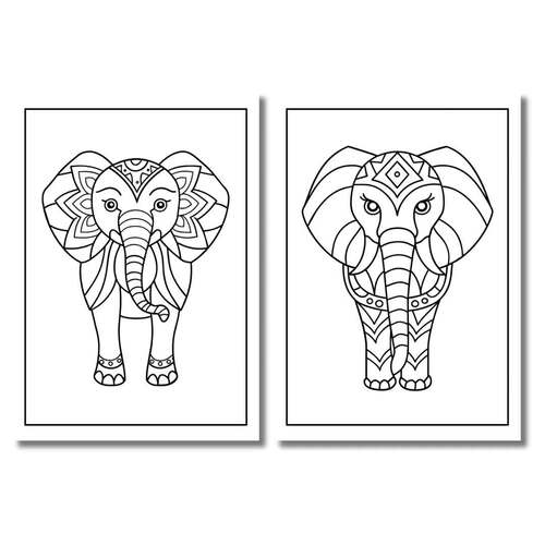 Zentangle Elephant Coloring Pages, Coloring Page, Adult Coloring Pages
