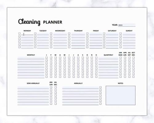 Cleaning Schedule Printable PDF - Landscape by Mom Money Map | TPT