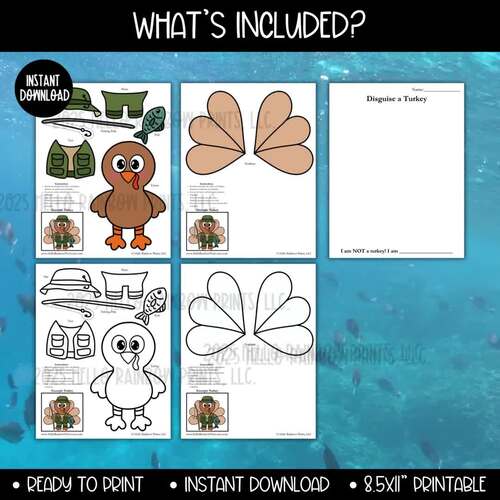 Disguise the Turkey Fisherman Craft Kit, Thanksgiving Fishing Activity ...