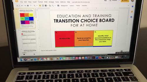 Transition Choice Boards | For Google Classroom Distance Learning