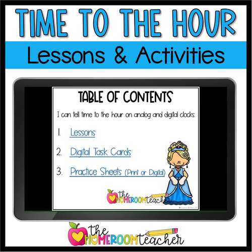Telling Time to the Hour Math Lessons and Activities Digital Bundle