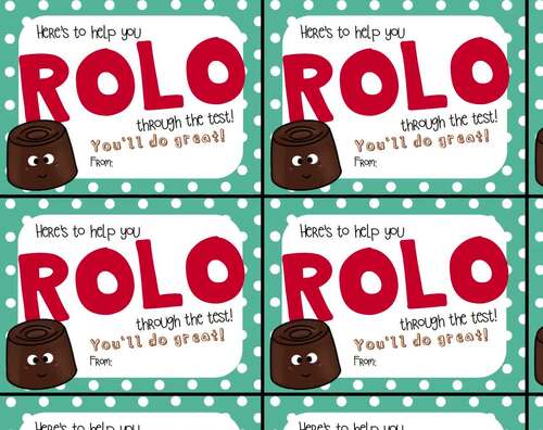 Rolo Chocolate Testing Motivation Treat Tag- Here's to help you Rolo ...
