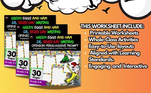 Dr Seuss Green Eggs and Ham Writing Prompt Activities 3rd,4th,5th,6th ...