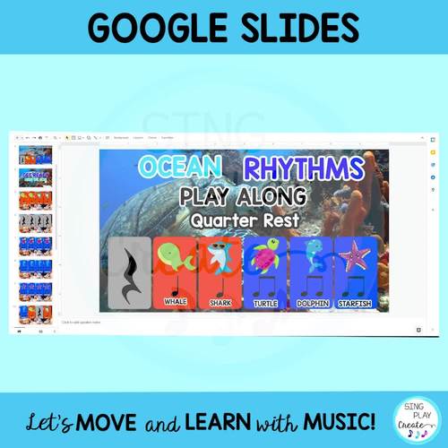 Ocean Rhythm Activities: Read, Play Along Video, Compose {Quarter Rest}