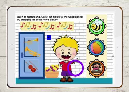 Blending - Phonological Awareness - School Theme (Audio) Boom Cards