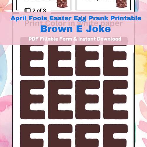 April Fools Easter Egg Prank Printable | Brown E Joke | Digital Download