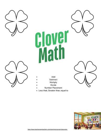 Clover Math by MsCruzCrazyClassroom - | TPT