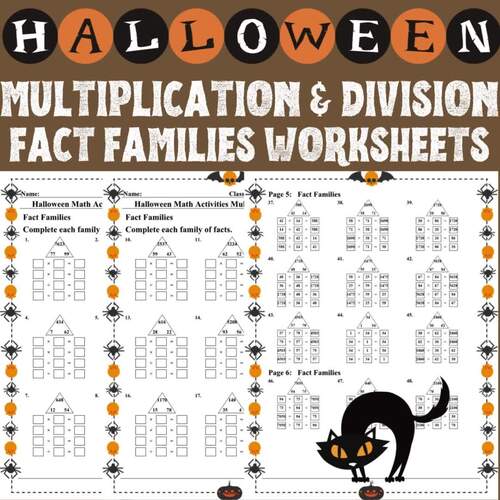 Halloween Math Worksheets | Multiplication & Division Fact Families ...