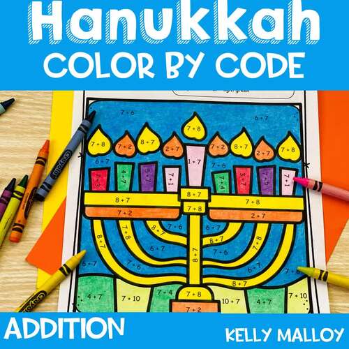 Hanukkah Math Worksheet Craft Chanukah Color by Number Addition | TPT