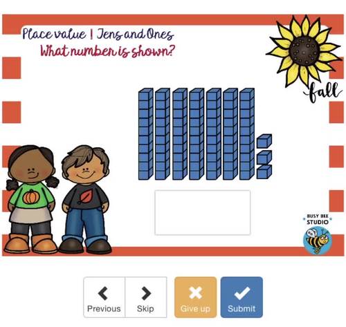 Place Value (Tens and Ones) Boom Cards | Fall Themed Set | #Distance ...