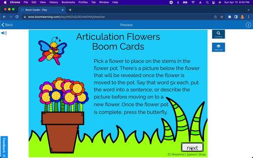 Articulation Flowers - A Boom Cards Activity by Breanna's Speech Shop