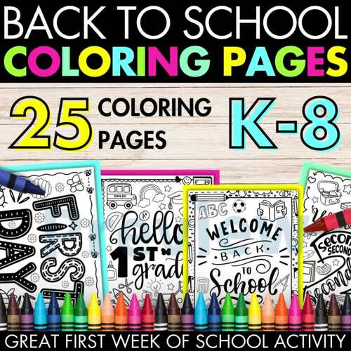 Back to School Coloring Pages First Week Day of School Activity ...