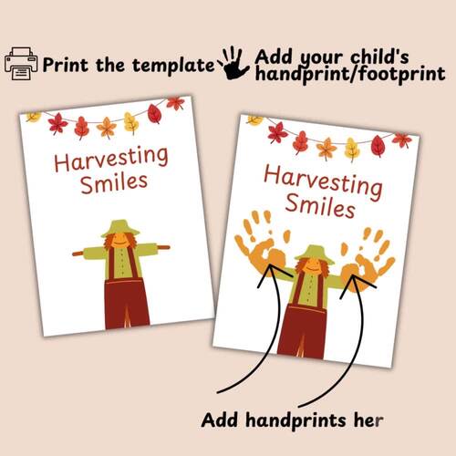 Fall Handprint Craft Template | Scarecrow Craft | Preschool Harvest ...