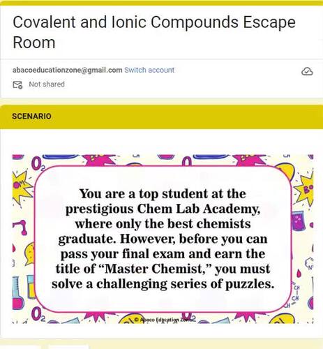 Covalent and Ionic Compounds Escape Room | Chemical Bonding Activity