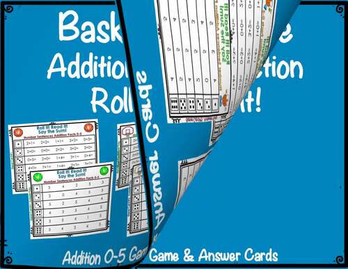 Basketball Addition & Subtraction Facts 0-10 Roll It! Read It! Game Cards