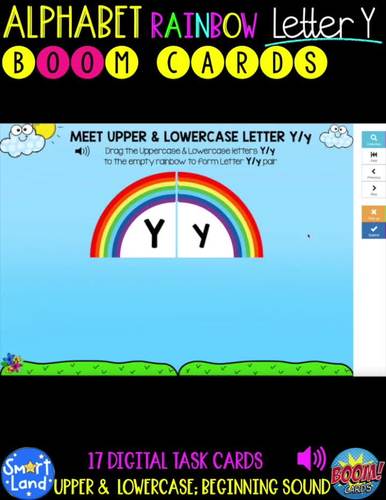 Alphabet practice_Letter Y_Rainbow fun_Boom Cards™ by Smart Land Printables