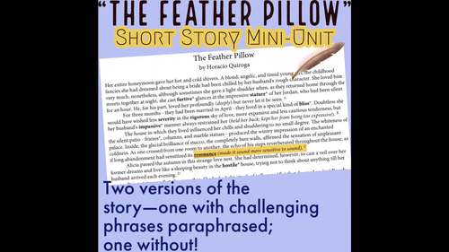 ENTIRE Short Story Mini-Unit! "The Feather Pillow"--PDF, Editable DOCX ...