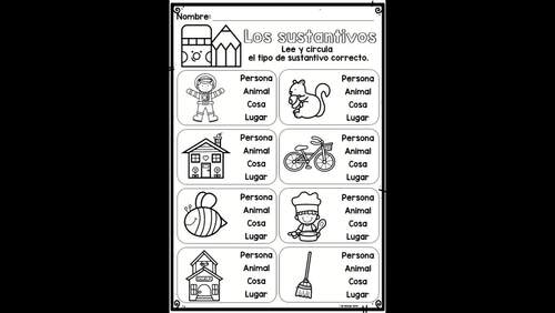 Sustantivos, Verbos, Adjetivos Hojas de trabajo | Grammar Worksheets in ...