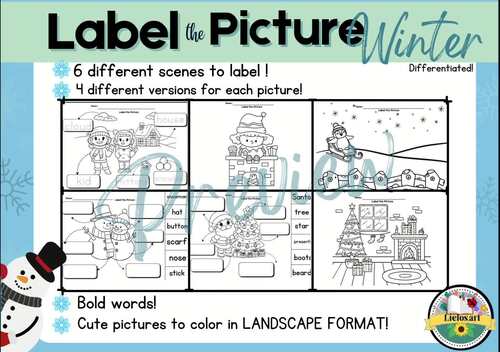 Label the Picture | Winter themed Differentiated Labeling Activities | K-2