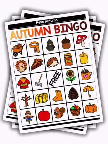 AUTUMN BINGO GAME | BINGO BOARDS & CALLING CARDS | 5x5 LAYOUT WITH A ...