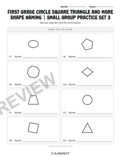 First Grade Circle Square Triangle and More Shape Naming by AJNANCY