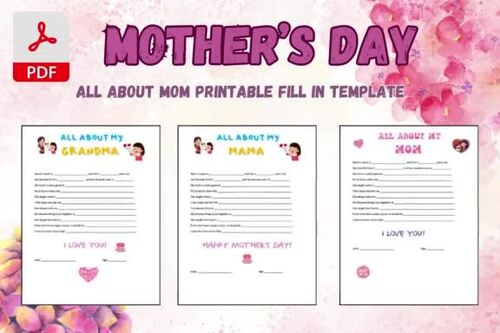 All About Mom Printable, All About My Mama Mom Grandma Interview ...