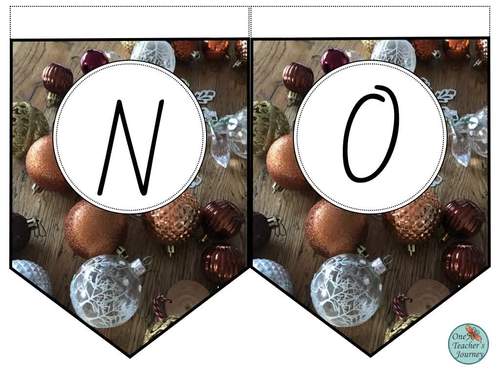 CHRISTMAS bunting flags COPPER Theme set 1 by One Teacher's Journey