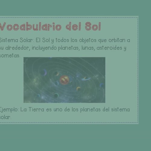 Todo sobre el Sol - Vocabulario - Presentación PowerPoint y ...