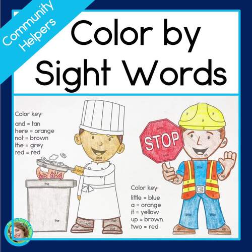 Community Helpers Read & Color by Kindergarten Sight Words Coloring ...