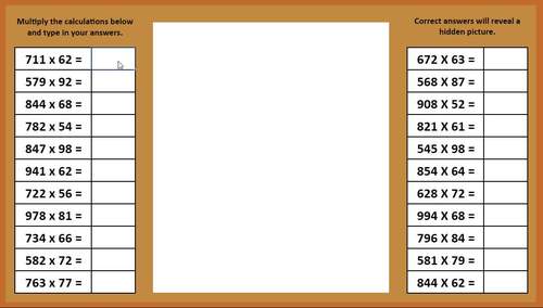Mystery Digital Pixel Art NO PREP - Foxes 3-digit by 2-digit Multiplication