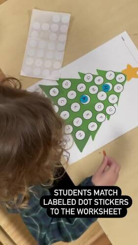 DOLLAR DEAL: ABC Dot Sticker Holiday Tree Theme Letter Match Uppercase ...