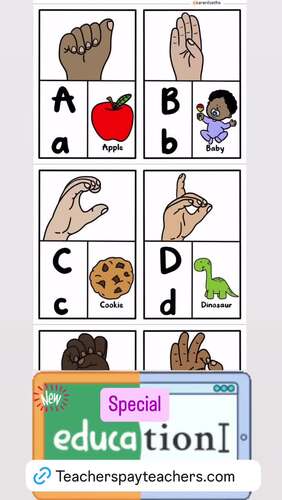 ASL Alphabet pictures, letters,and signs. Matches apple apple a a a ...