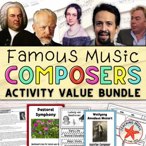 Music Composers Activity Poster Value Bundle Famous Composer Study of ...