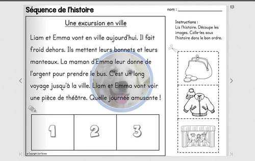 Séquence de l'histoire FRENCH Reading Comprehension Story Sequencing ...