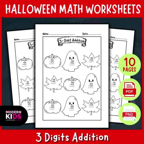 Halloween Math Worksheets For Kids by ModernKids LearningPress | TPT
