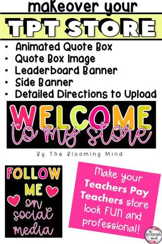 TPT Store Rotating Animated Quote Box and Banners NEON by The Blooming Mind