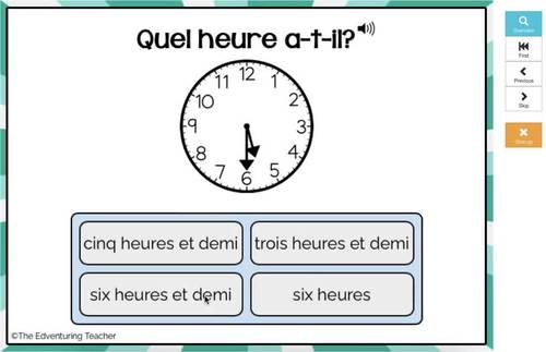 Time to the hour and half-hour L'heure French Digital Boom Cards
