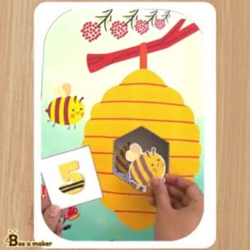 Beehive- bee counting flisat insert montessori activity by Bee a maker