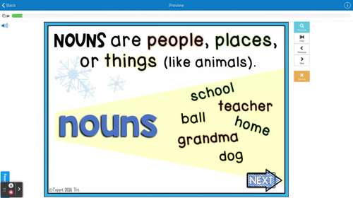 Noun and Verb Winter Review Digital BOOM Cards™ by Cuppa Special Tea