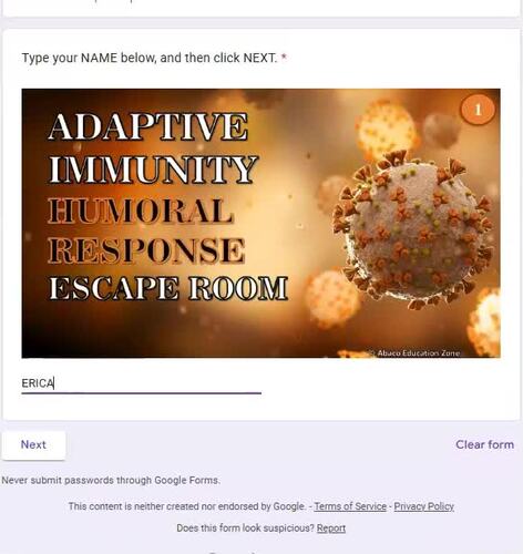 Adaptive Immunity: Humoral Response Escape Room | Immune System Activity