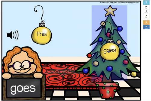 Kindergarten Sight Words Distance Learning December Boom Cards™ Christmas