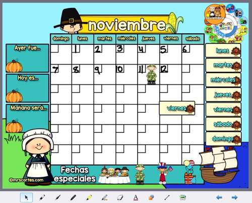 Morning Calendar For MIMIO Board - Noviembre (Acción de Gracias) by ...