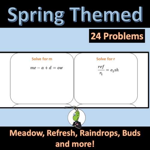 Spring Literal Equations Solving Worksheet in Algebra 1 | TPT