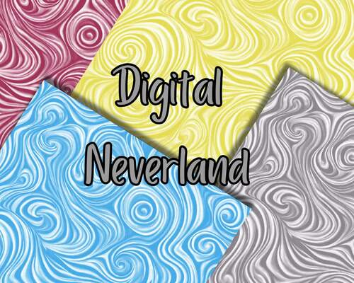 Swirls Pattern Digital Paper Pack , Pastel Colors Wavy Rainbow Backgrounds