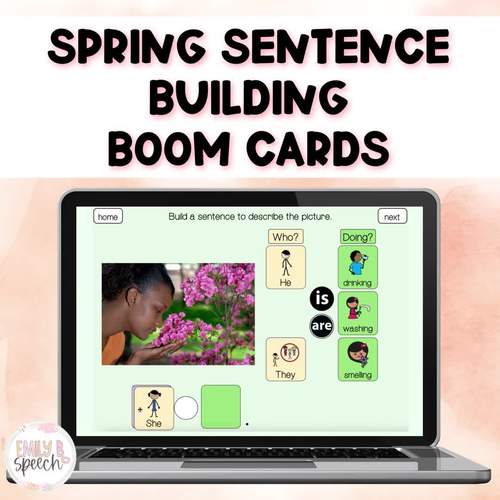 Spring Sentence Building Boom Cards for Language | Subject Verb Object ...